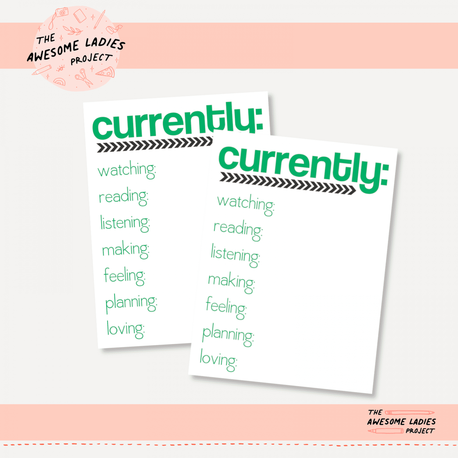 Currently List Journaling Card Printable – The Awesome Ladies Project
