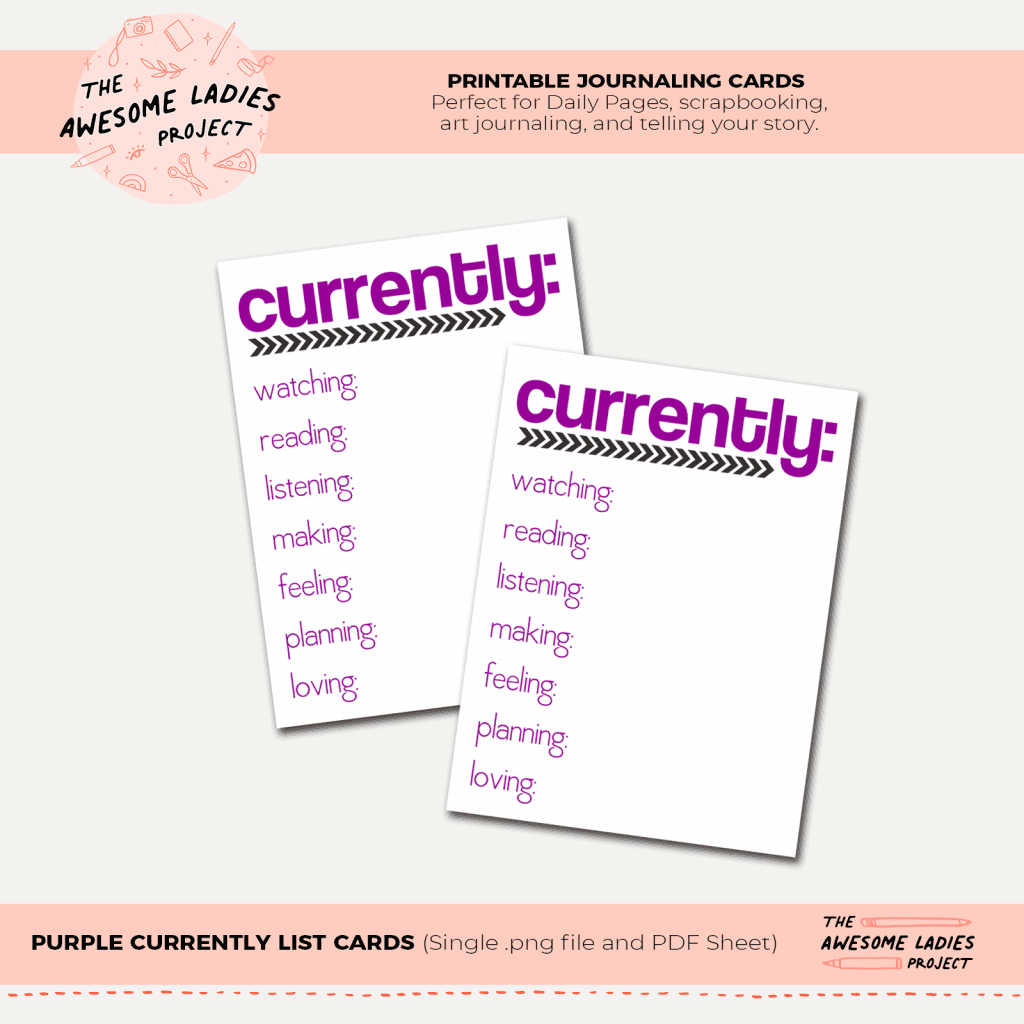 Purple Digital Currently Journaling Cards – The Awesome Ladies Project